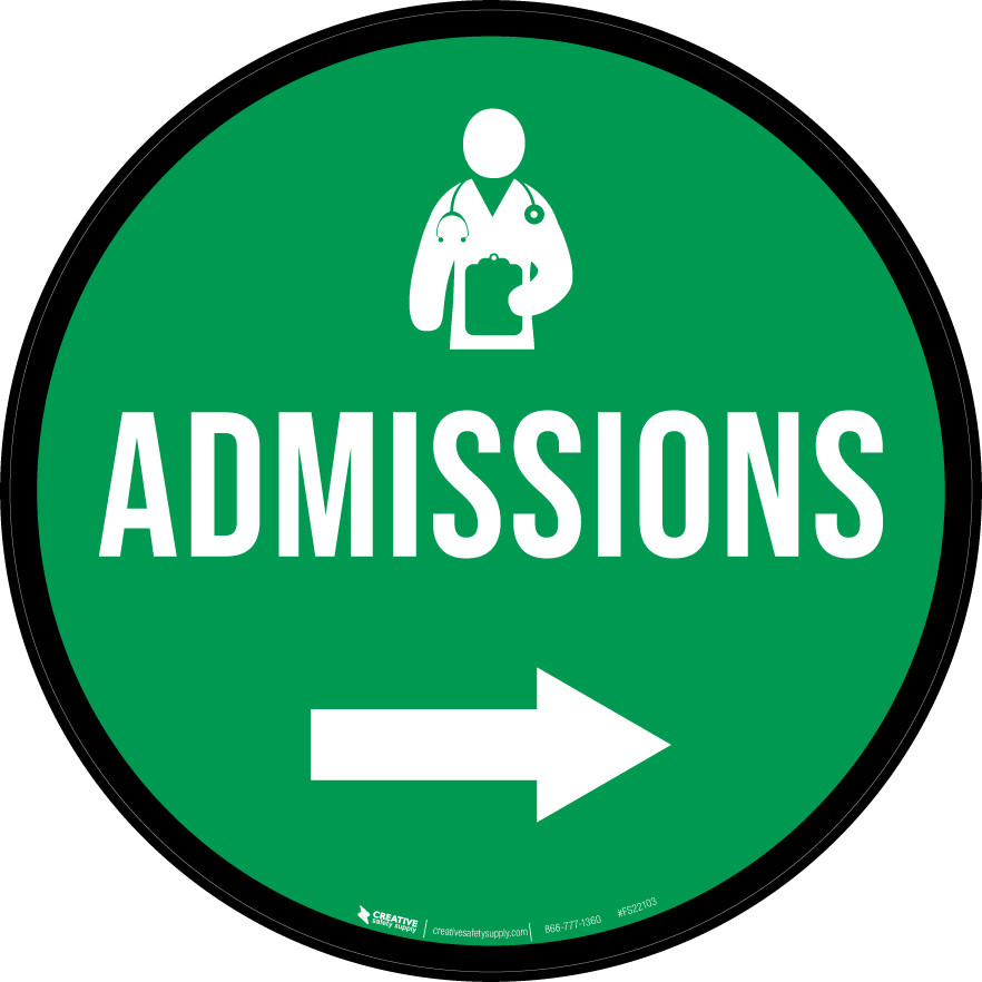 Admissions Right Arrow with Icon Circular - Floor Sign