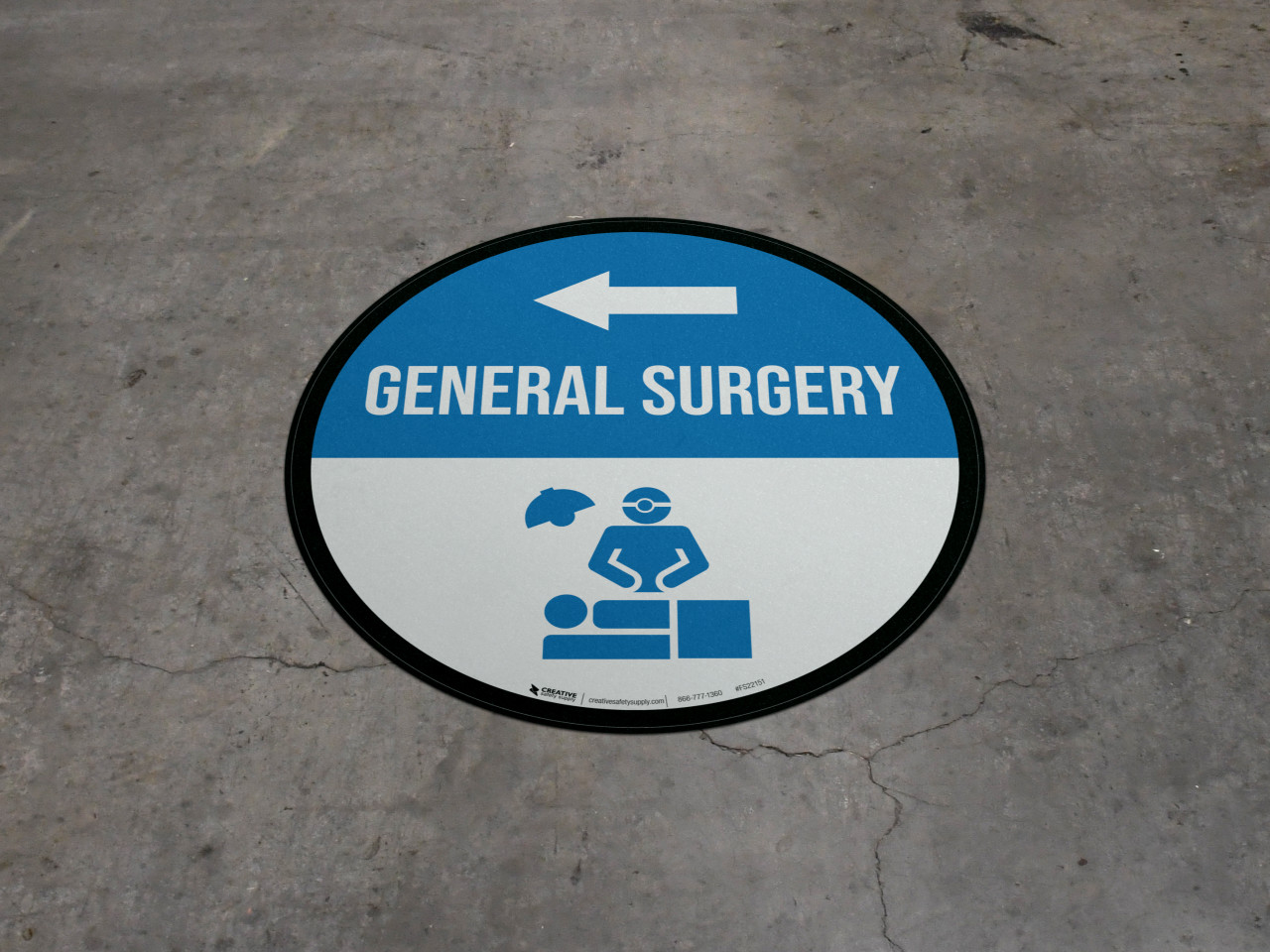 General Surgery Left Arrow with Icon Circular - Floor Sign