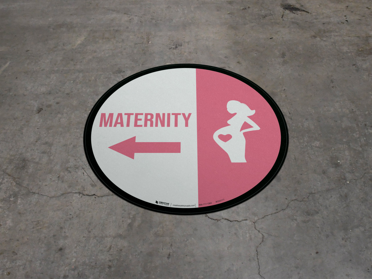 Maternity Arrow Left Circular - Floor Sign