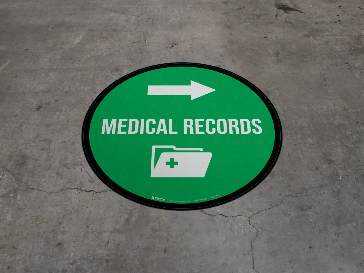 Medical Records Right Arrow with Icon Circular - Floor Sign | Creative ...
