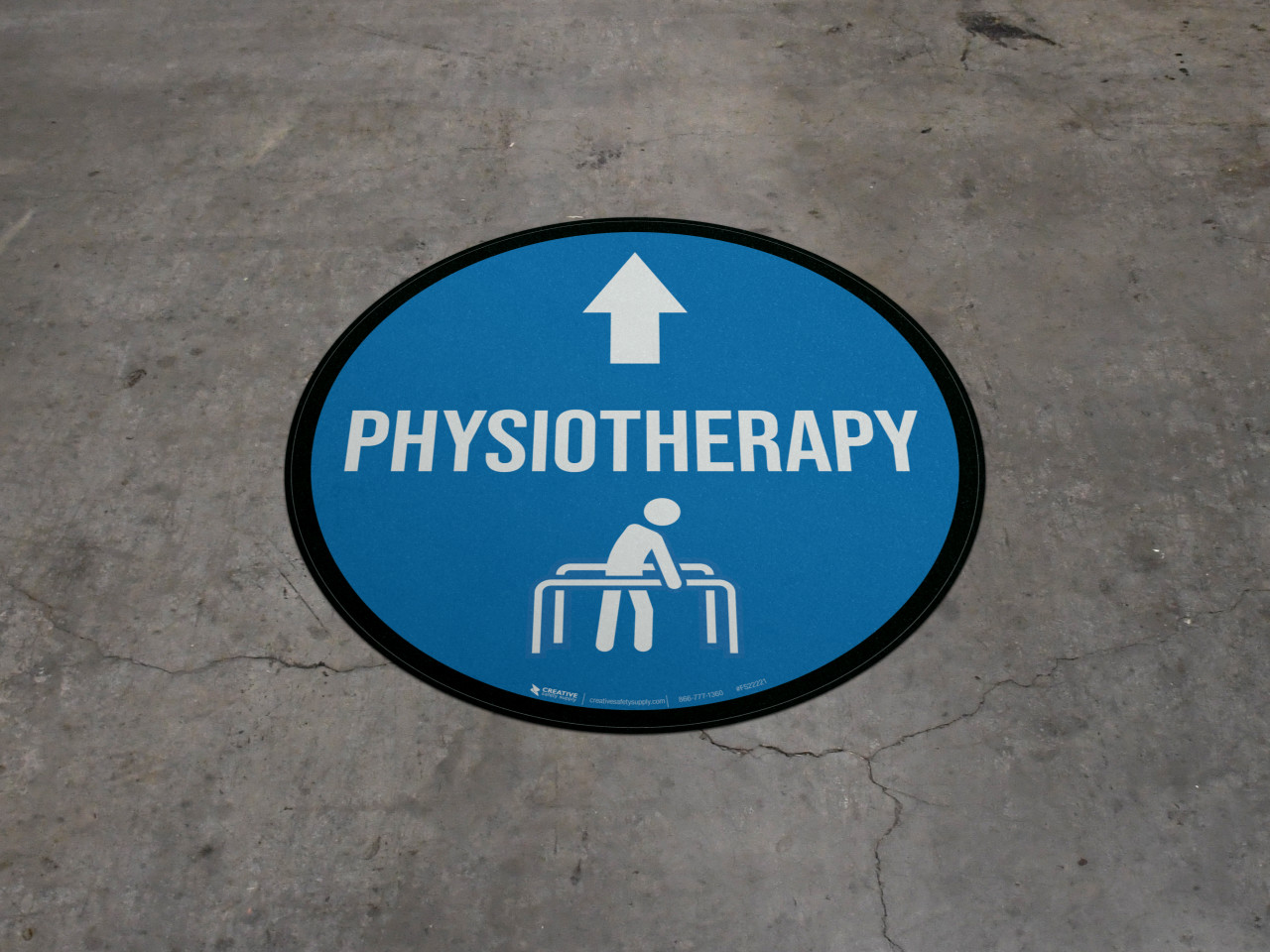 Physiotherapy Arrow Straight Circular - Floor Sign