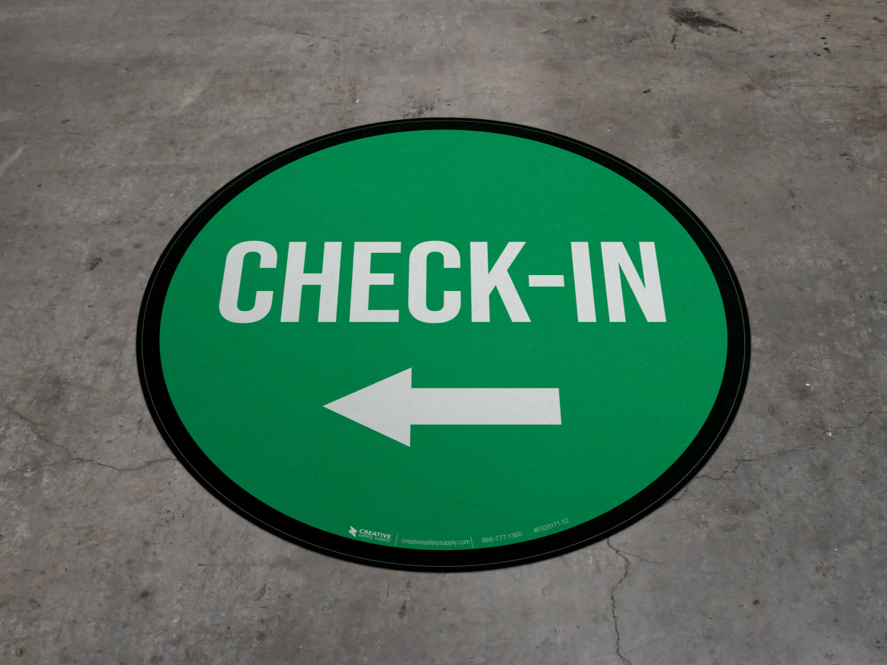 Check-In Left with Arrow Circular - Floor Sign
