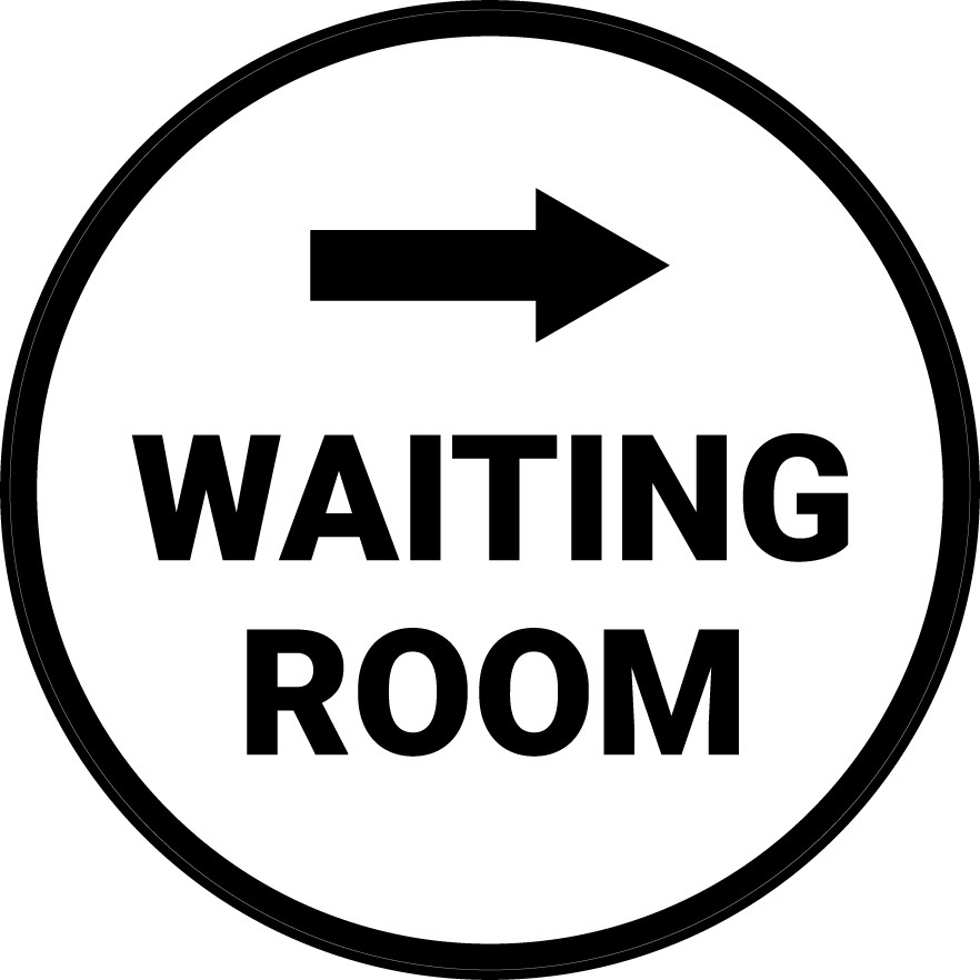 Waiting Room Right Arrow Circular - Floor Sign