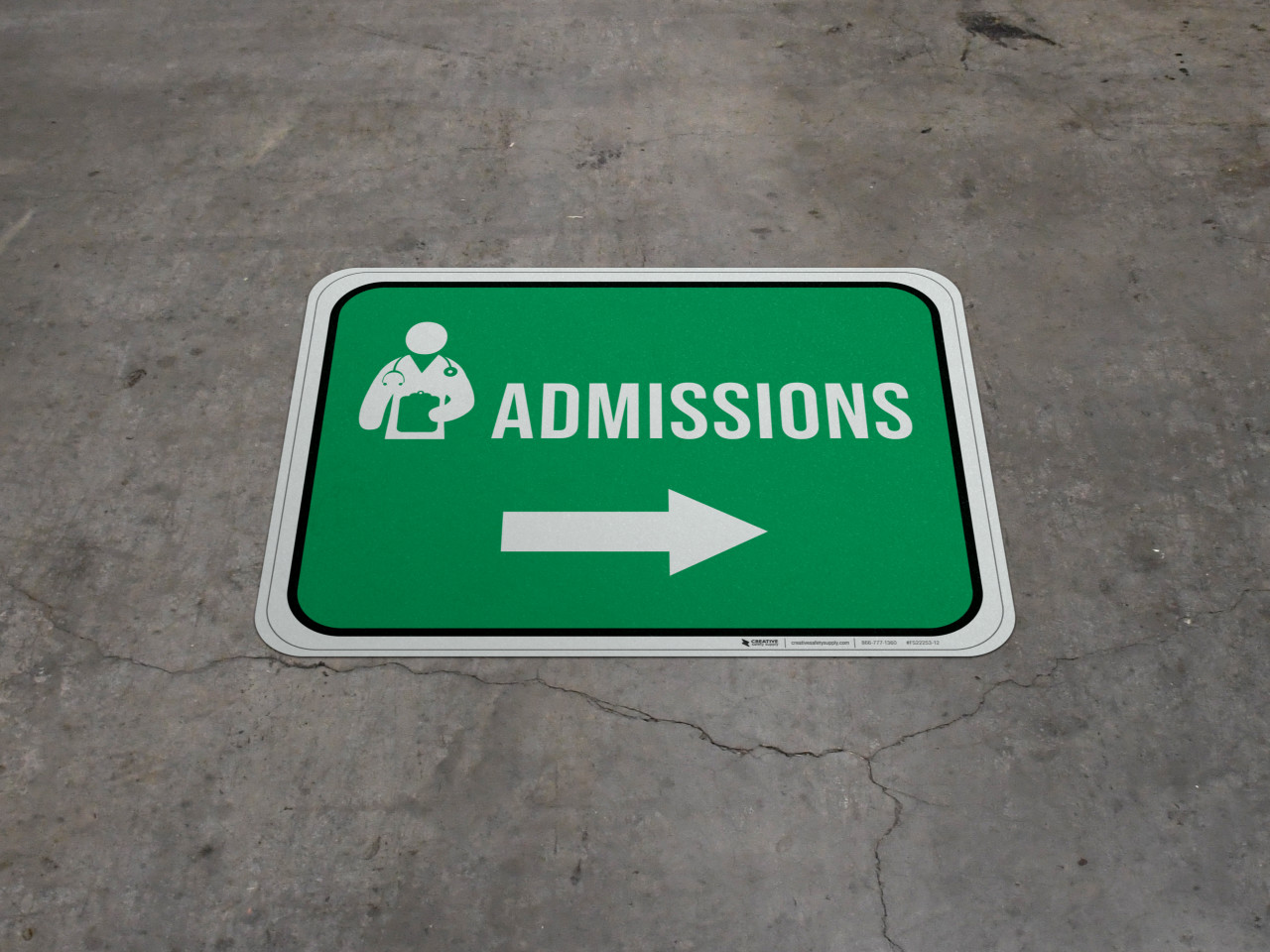 Admissions Right Arrow with Icon Rectangular - Floor Sign | Creative ...