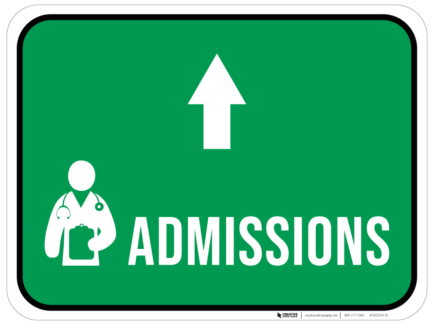 Admissions Straight Ahead Arrow with Icon Rectangular - Floor Sign