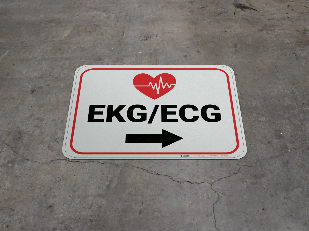 EKG/ECG Arrow Right Rectangular - Floor Sign