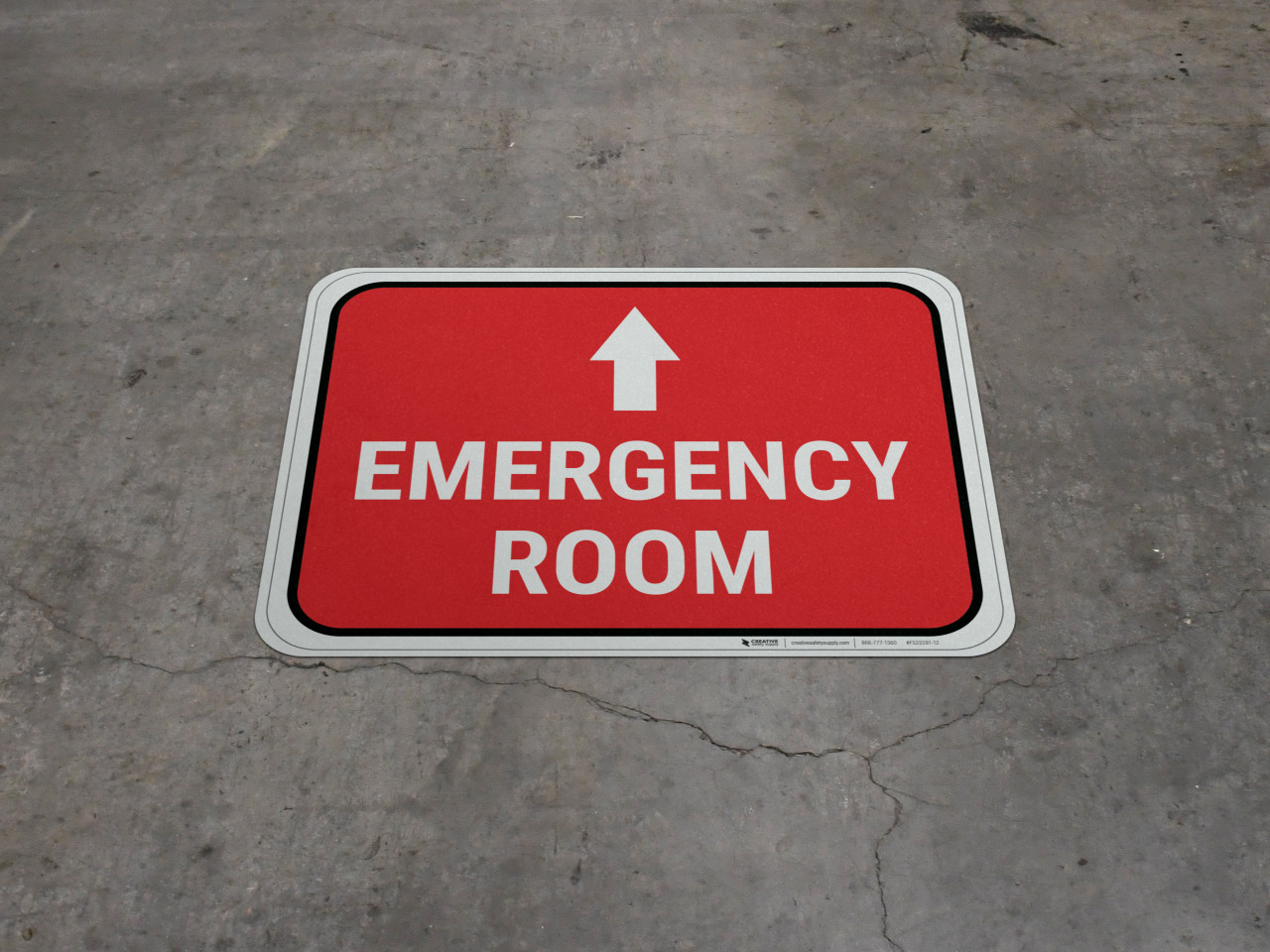 Emergency Room Arrow Straight Rectangular - Floor Sign