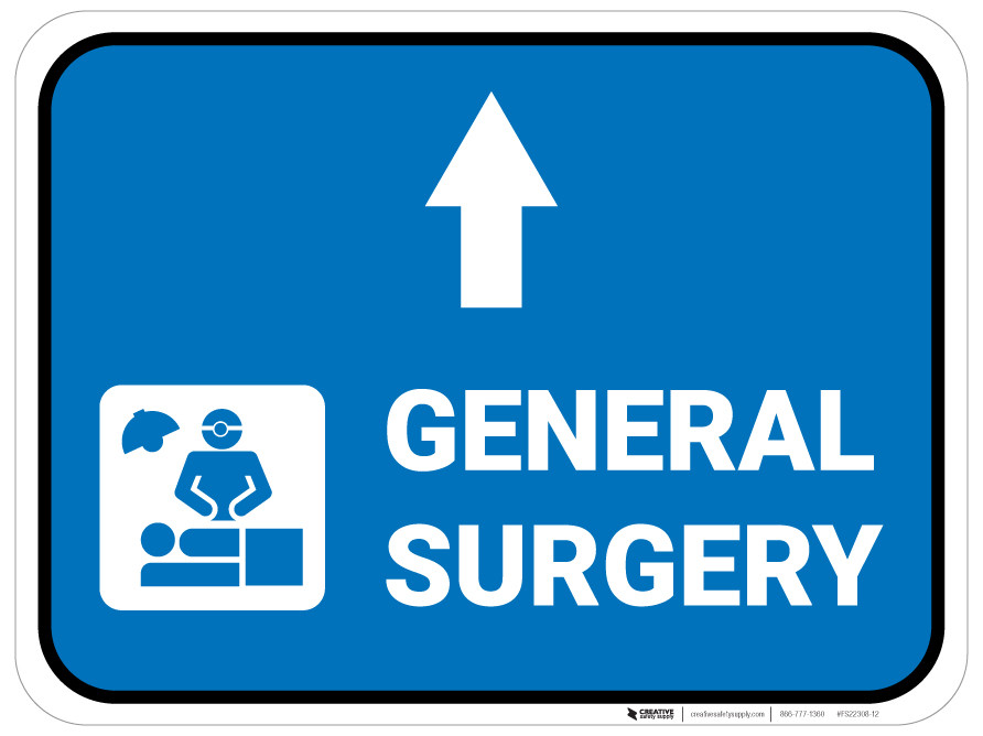 General Surgery Straight Ahead Arrow with Icon Rectangular - Floor Sign