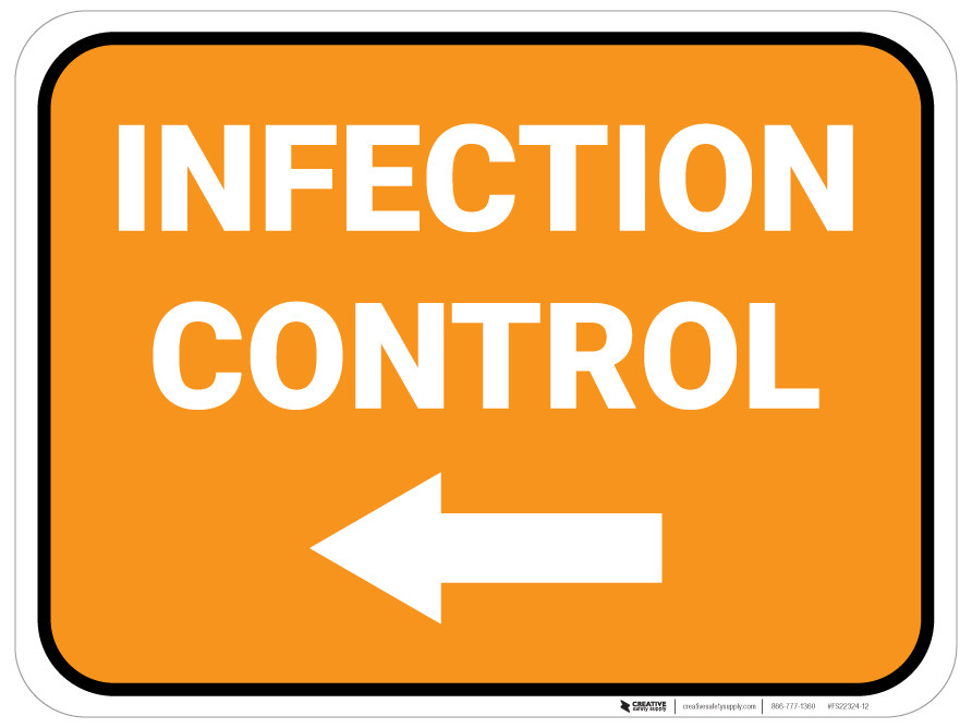 Infection Control Left with Arrow Rectangular - Floor Sign