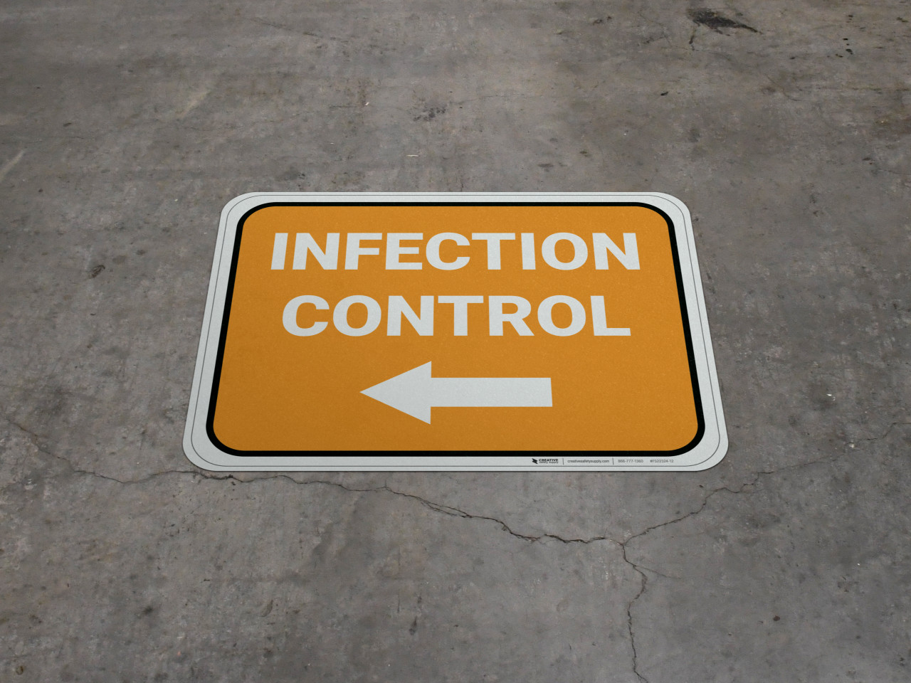 Infection Control Left with Arrow Rectangular - Floor Sign