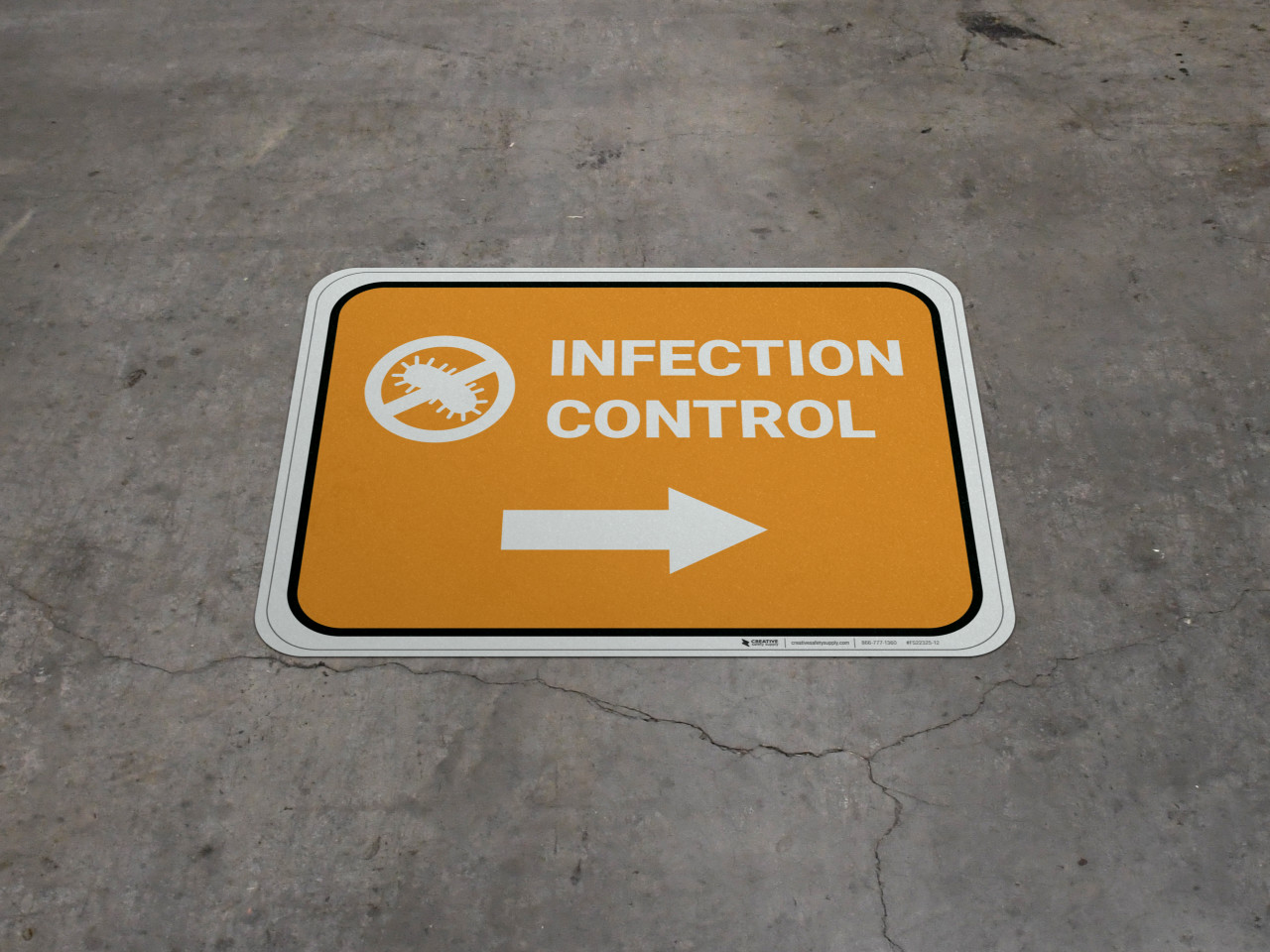 Infection Control Right Arrow with Icon Rectangular - Floor Sign