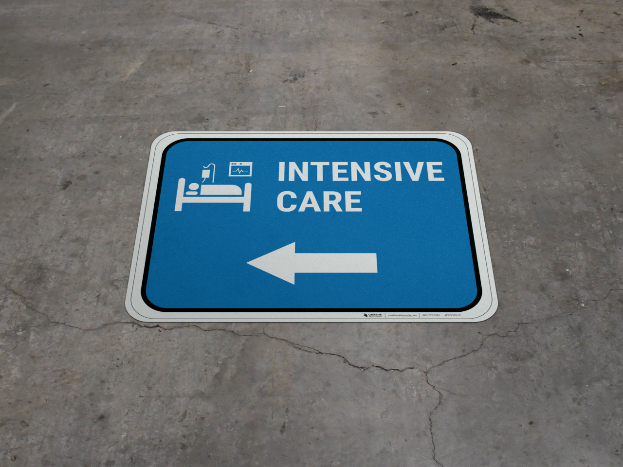 Intensive Care Left Arrow with Icon Rectangular - Floor Sign | Creative ...