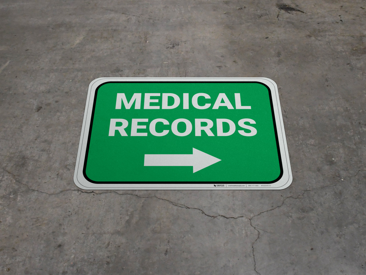 Medical Records Right with Arrow Rectangular - Floor Sign