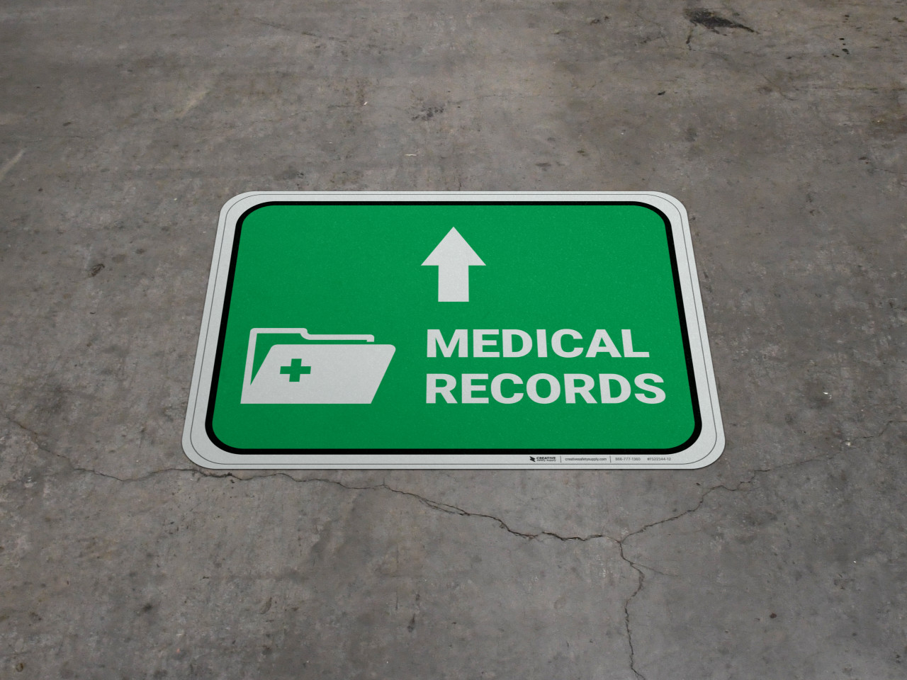 Medical Records Straight Ahead Arrow with Icon Rectangular - Floor Sign ...