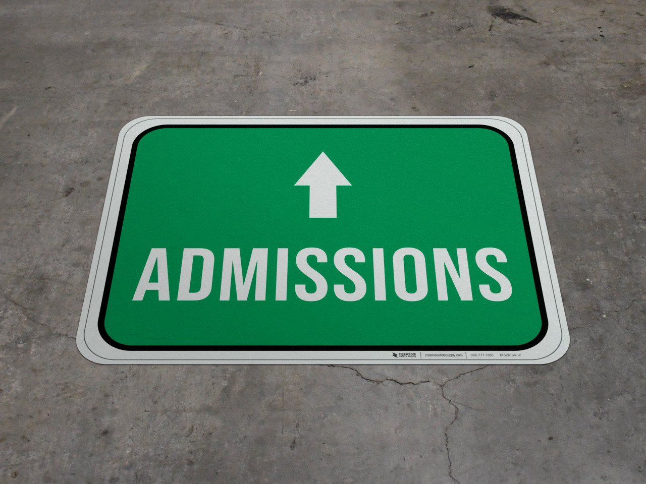 Admissions Ahead with Arrow Rectangular - Floor Sign