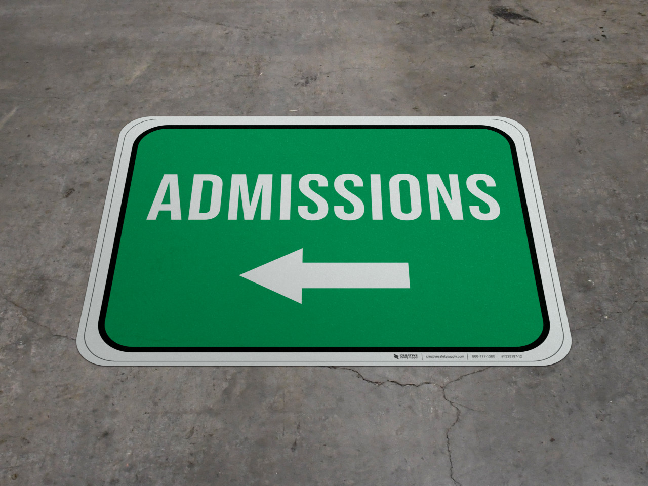 Admissions Left with Arrow Rectangular - Floor Sign