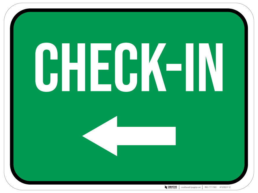 Check-In Left with Arrow Rectangular - Floor Sign