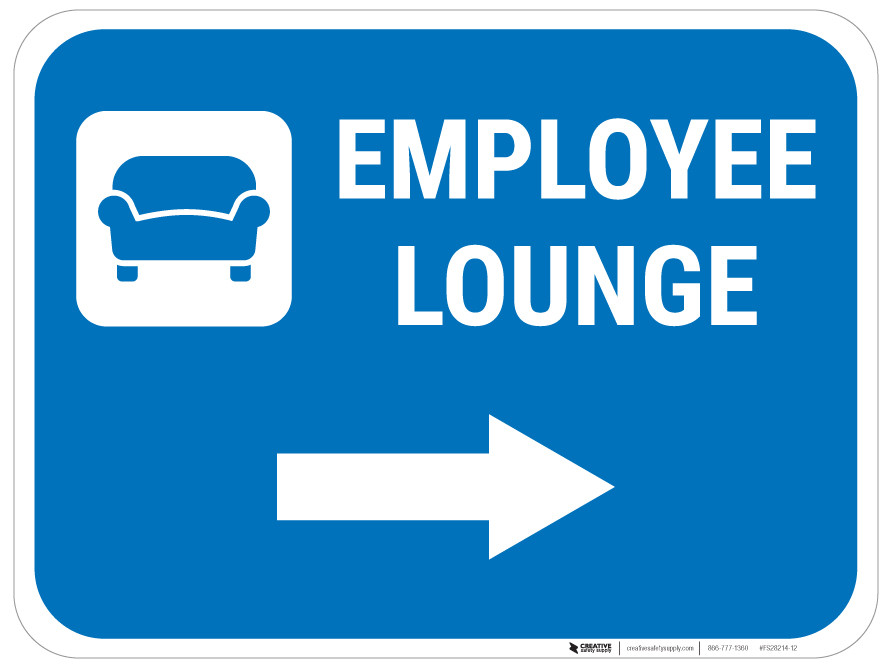 Employee Lounge Right Arrow with Icon Rectangular - Floor Sign
