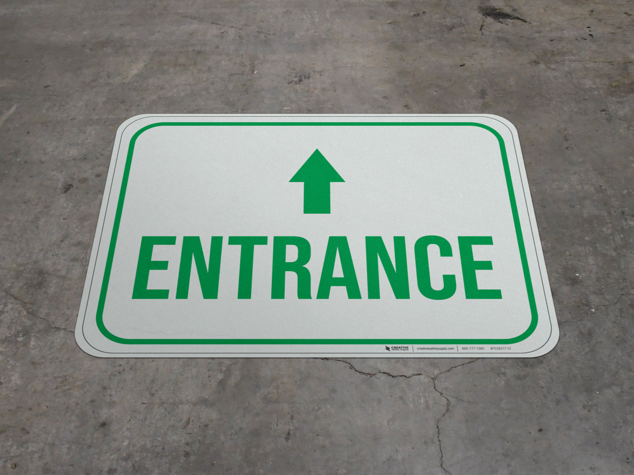 Entrance Ahead with Arrow Rectangular - Floor Sign