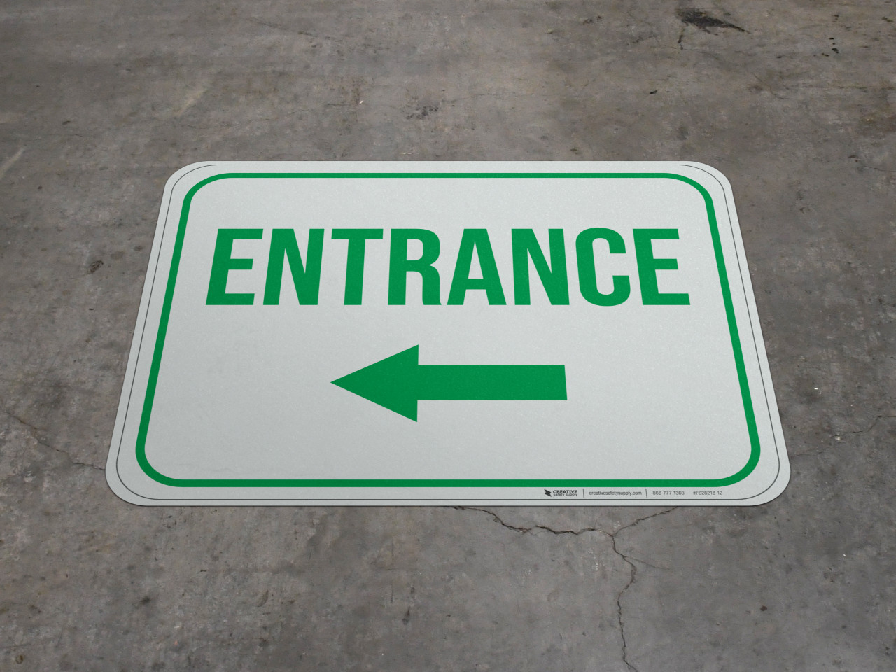 Entrance Left with Arrow Rectangular - Floor Sign | Creative Safety Supply