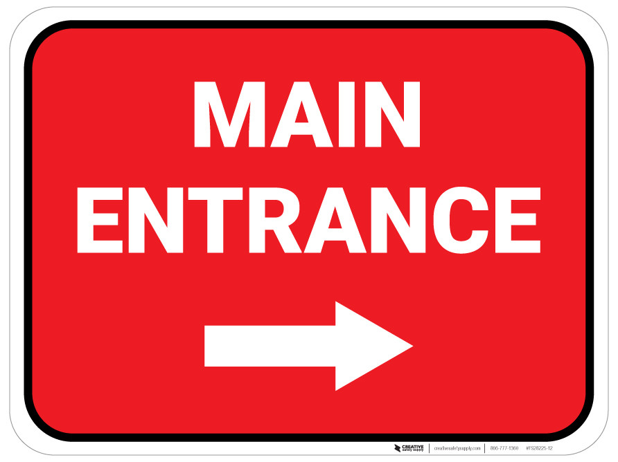 Main Entrance Right with Arrow Rectangular - Floor Sign | Creative ...