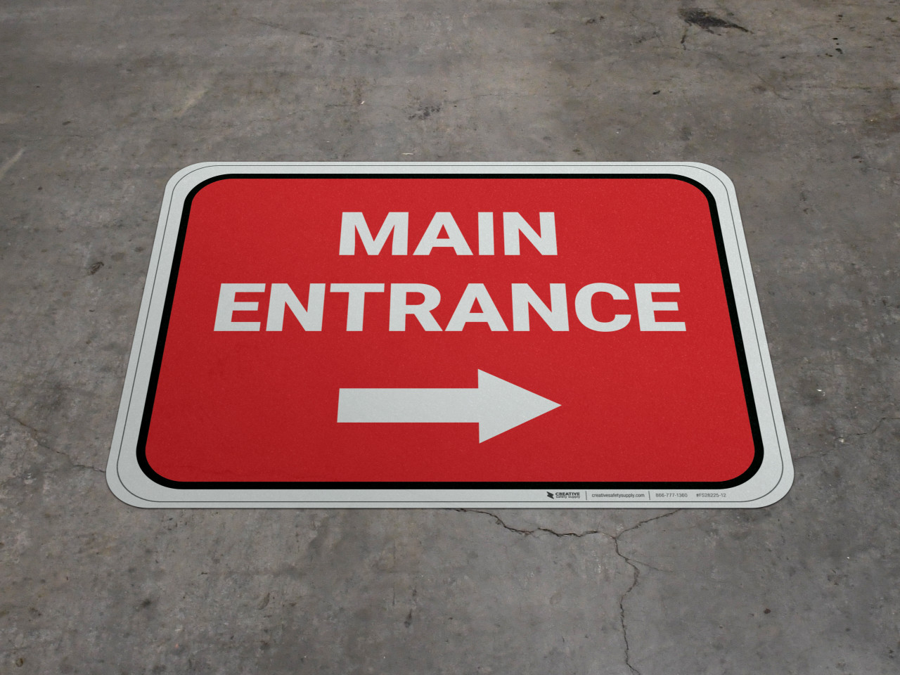 Main Entrance Right with Arrow Rectangular - Floor Sign