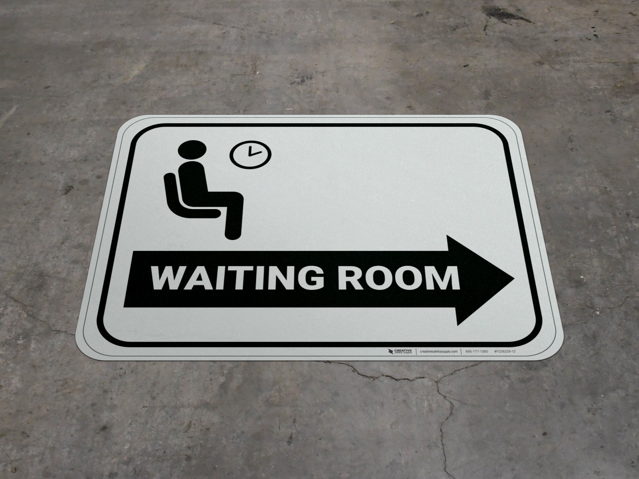 Waiting Room Right Arrow with Icon Rectangular - Floor Sign