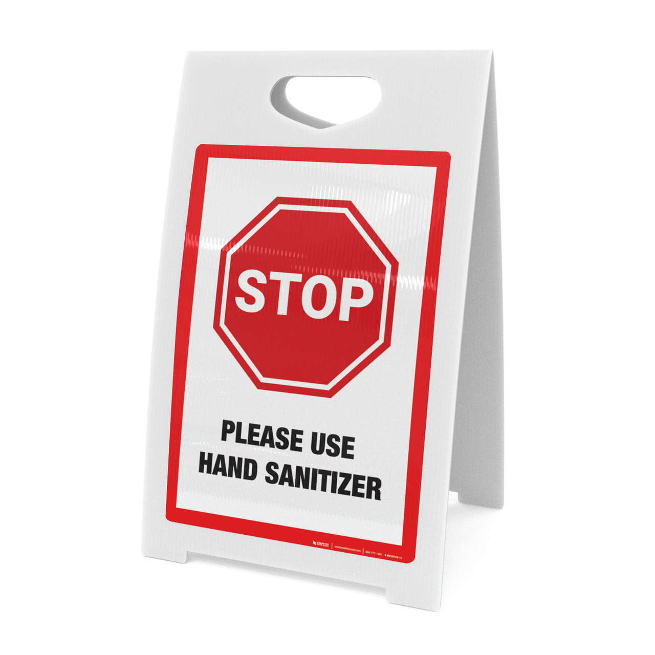 Stop: Please Use Hand Sanitizer - A-Frame Sign | Creative Safety Supply
