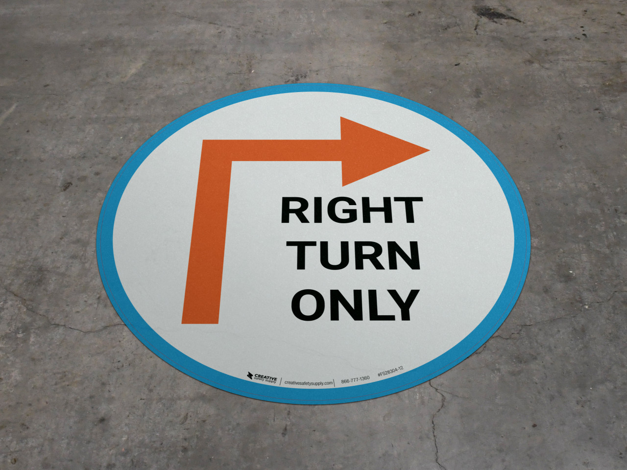 Right Turn Only with Arrow - Floor Sign