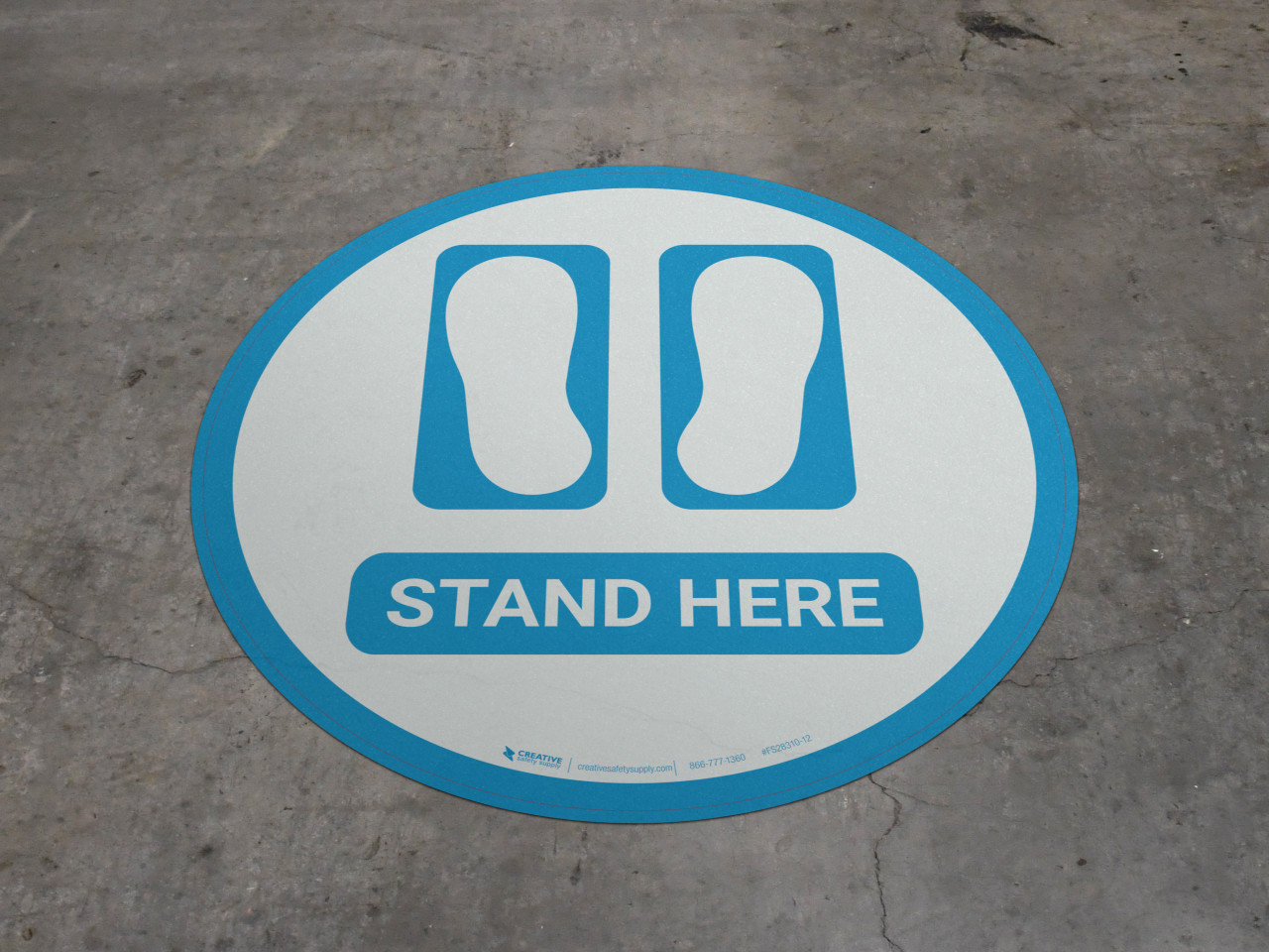 Stand Here with Feet Icon (Blue) - Floor Sign