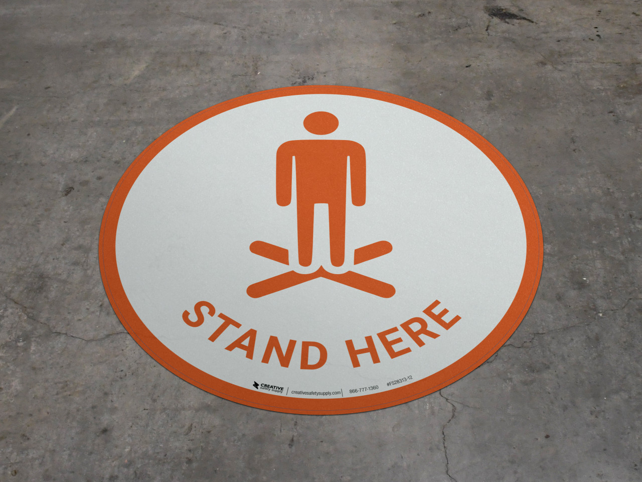 Stand Here with Icon - Floor Sign | Creative Safety Supply