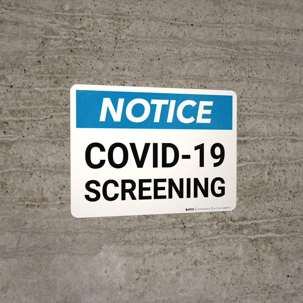 Notice: COVID-19 Screening Landscape - Wall Sign
