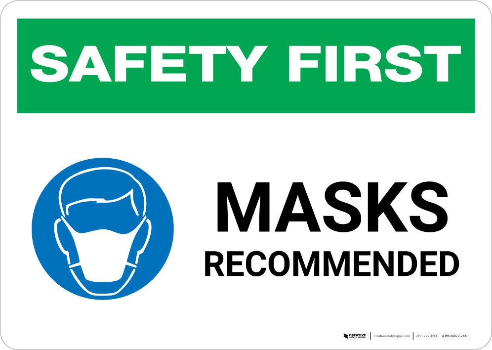 Safety First: Masks Recommended with Icon Landscape - Wall Sign