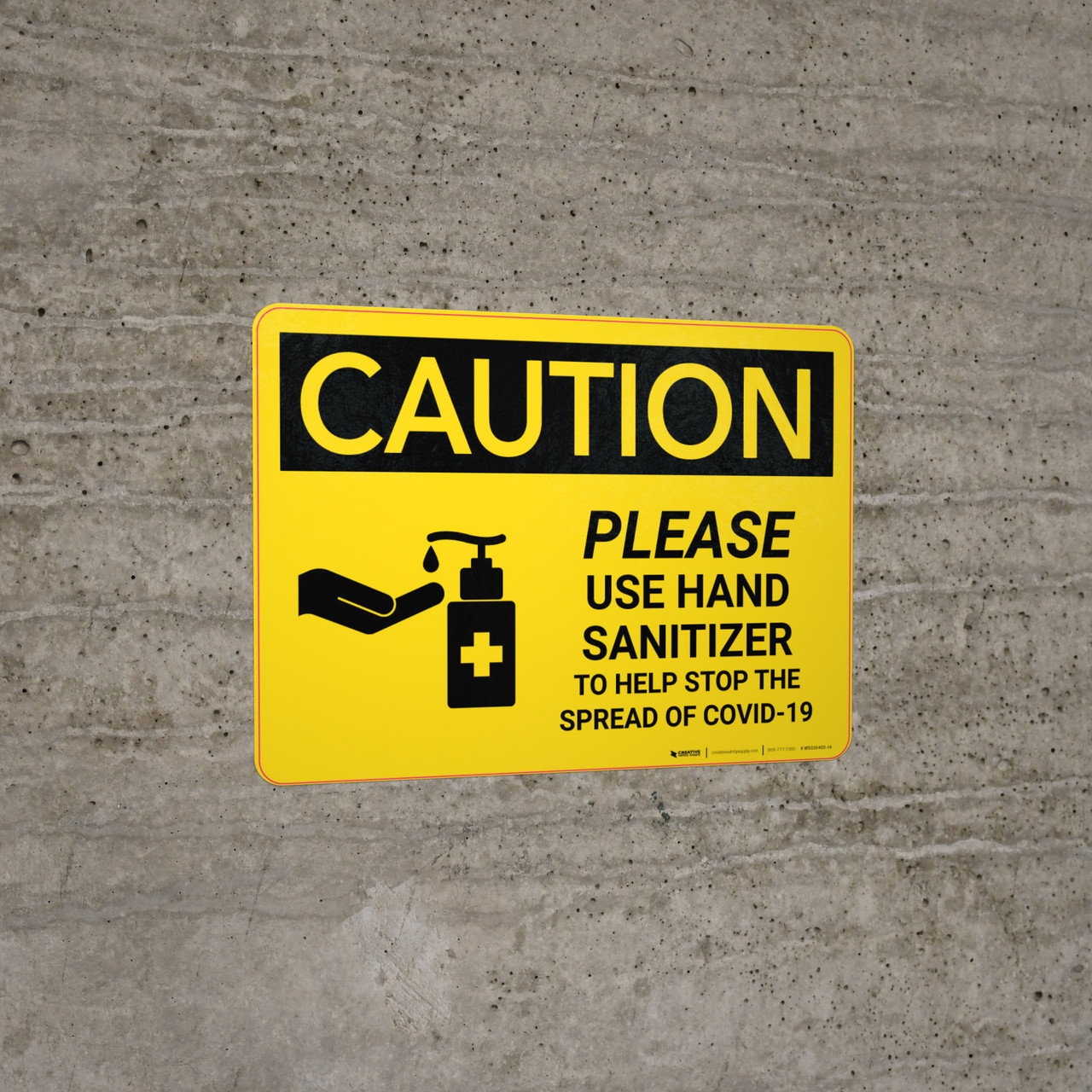 Caution: Please Use Hand Sanitizer - Stop COVID-19 with Icon Landscape ...