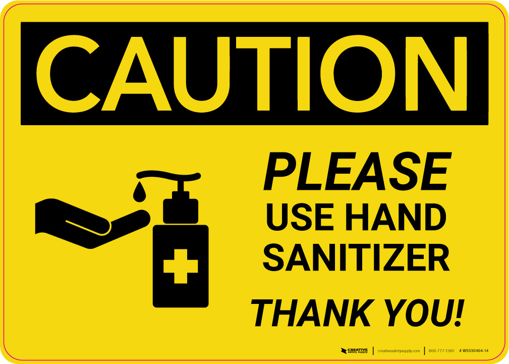 Caution: Please Use Hand Sanitizer - Thank you with Icon Landscape ...