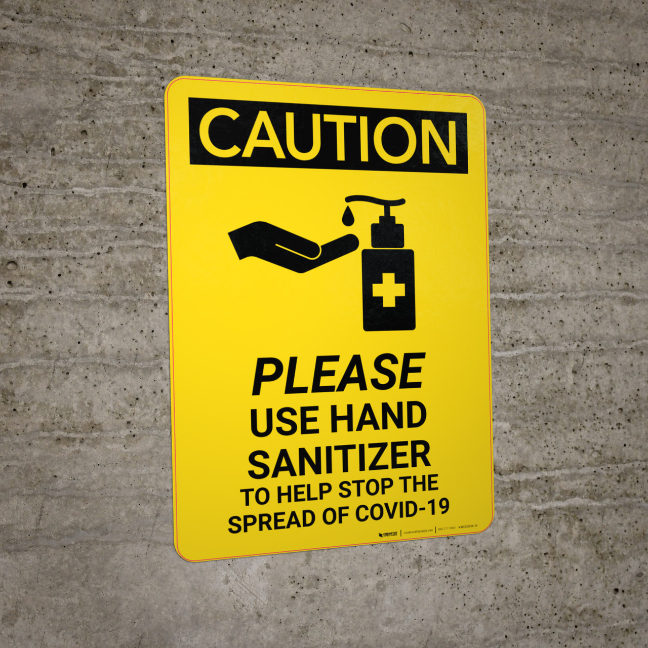 Caution: Please Use Hand Sanitizer - Stop COVID-19 with Icon Portrait ...