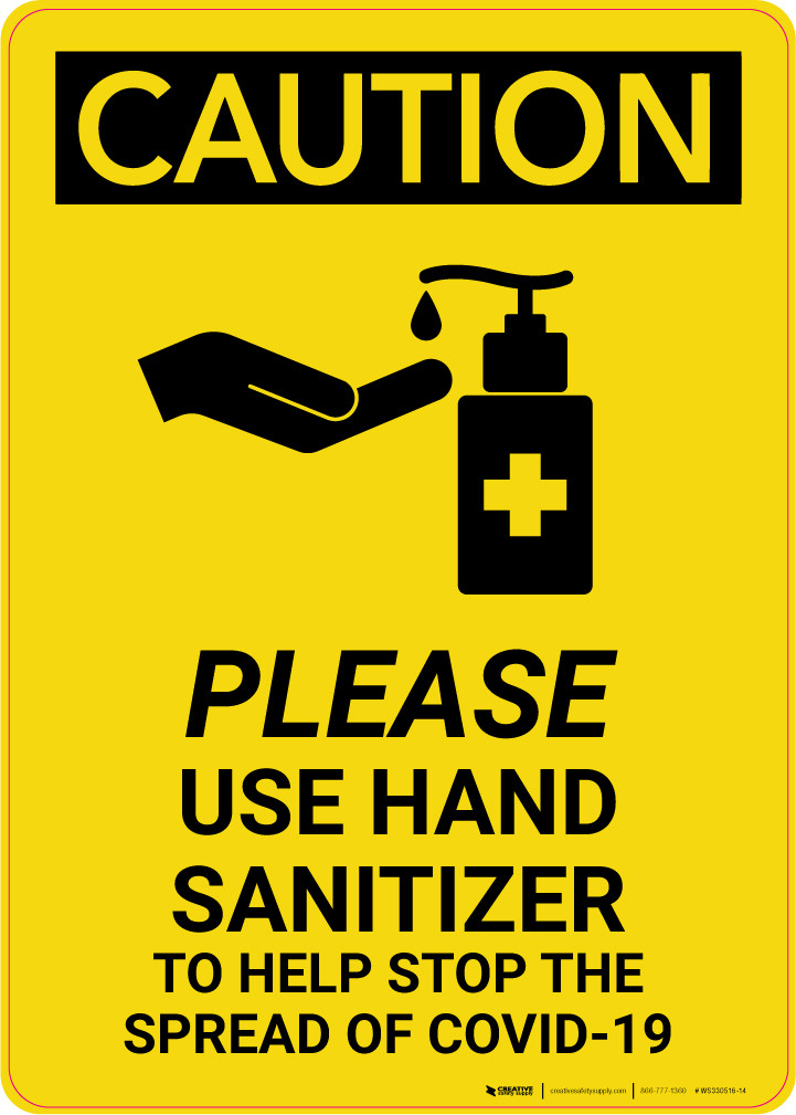 Caution: Please Use Hand Sanitizer - Stop COVID-19 with Icon Portrait ...