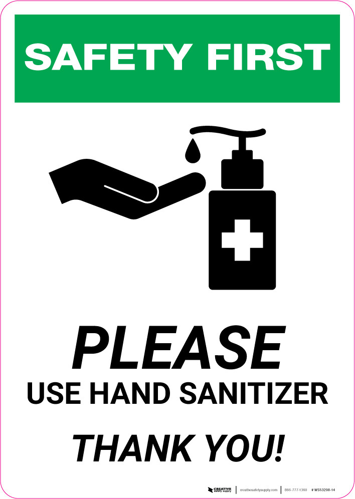 Safety First: Please Use Hand Sanitizer - Thank you with Icon Portrait ...