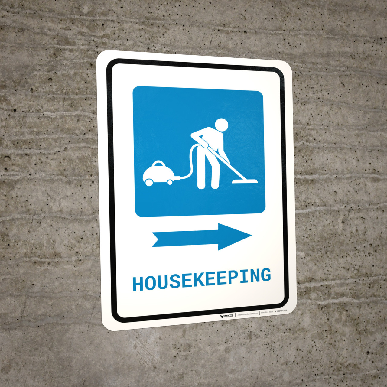 Housekeeping Right Arrow with Icon Portrait - Wall Sign