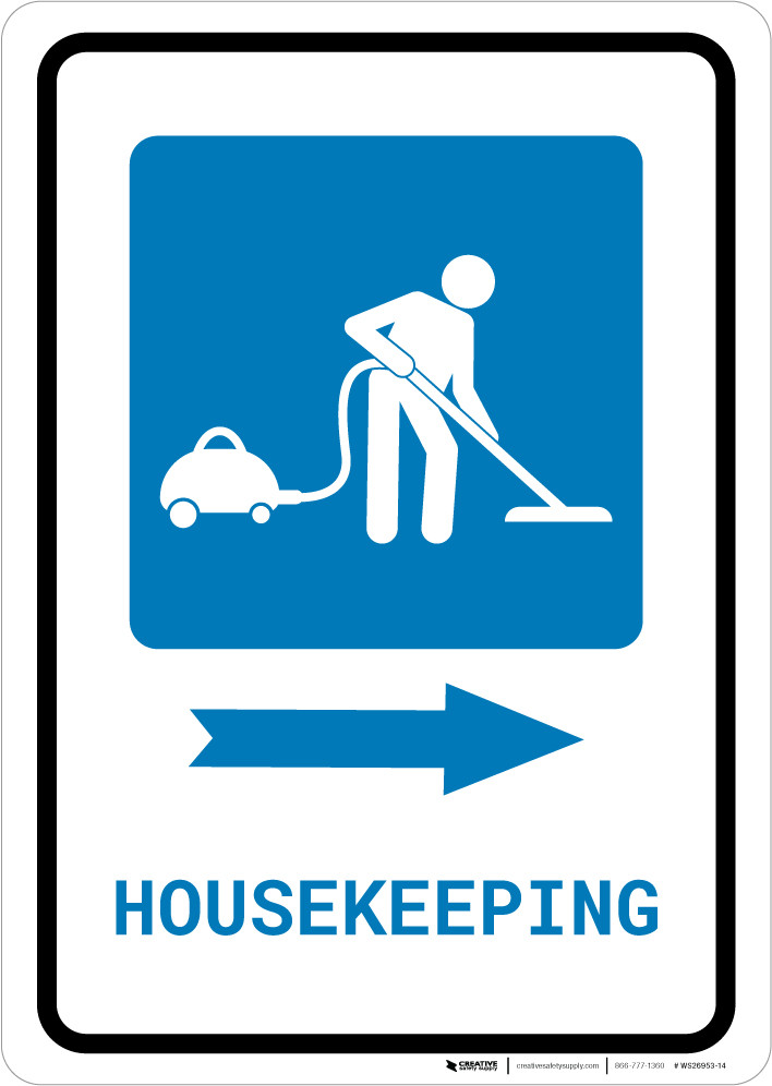 Housekeeping Right Arrow with Icon Portrait - Wall Sign | Creative ...