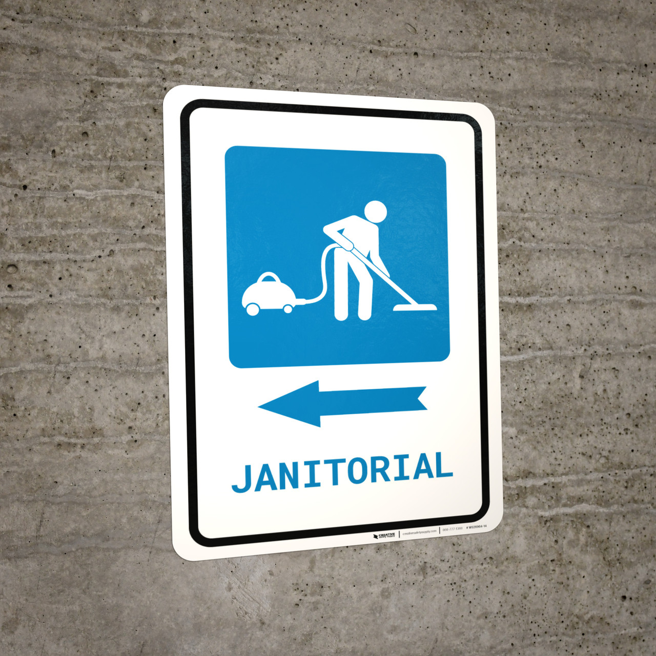 Janitorial Left Arrow with Icon Portrait - Wall Sign