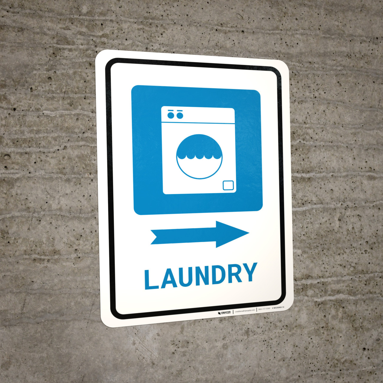 Laundry Right Arrow with Icon Portrait - Wall Sign | Creative Safety Supply