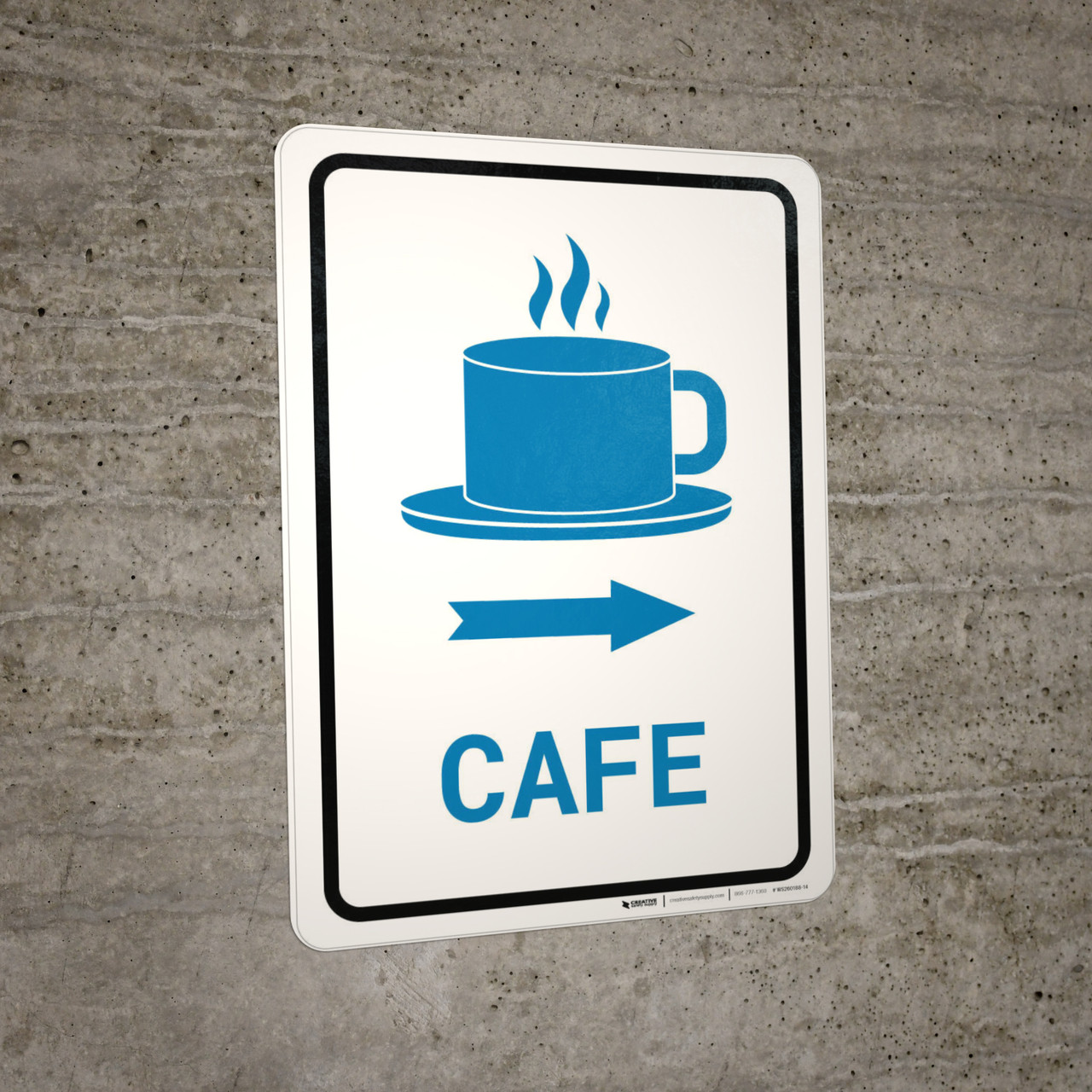 Cafe Right Arrow with Icon Portrait v2 - Wall Sign | Creative Safety Supply