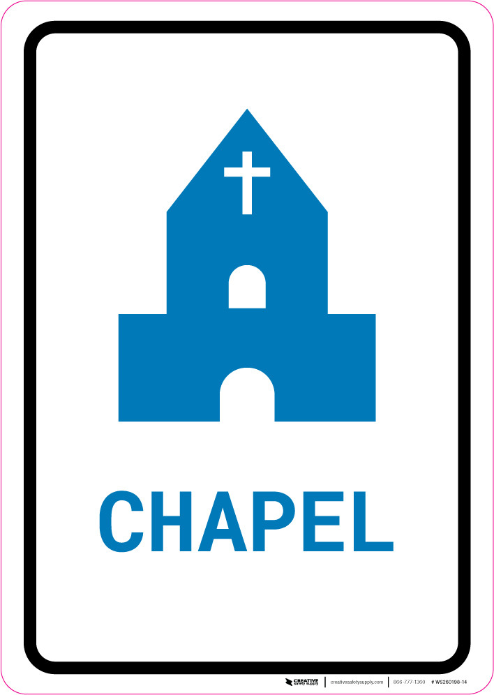 Chapel with Icon Portrait v2 - Wall Sign | Creative Safety Supply