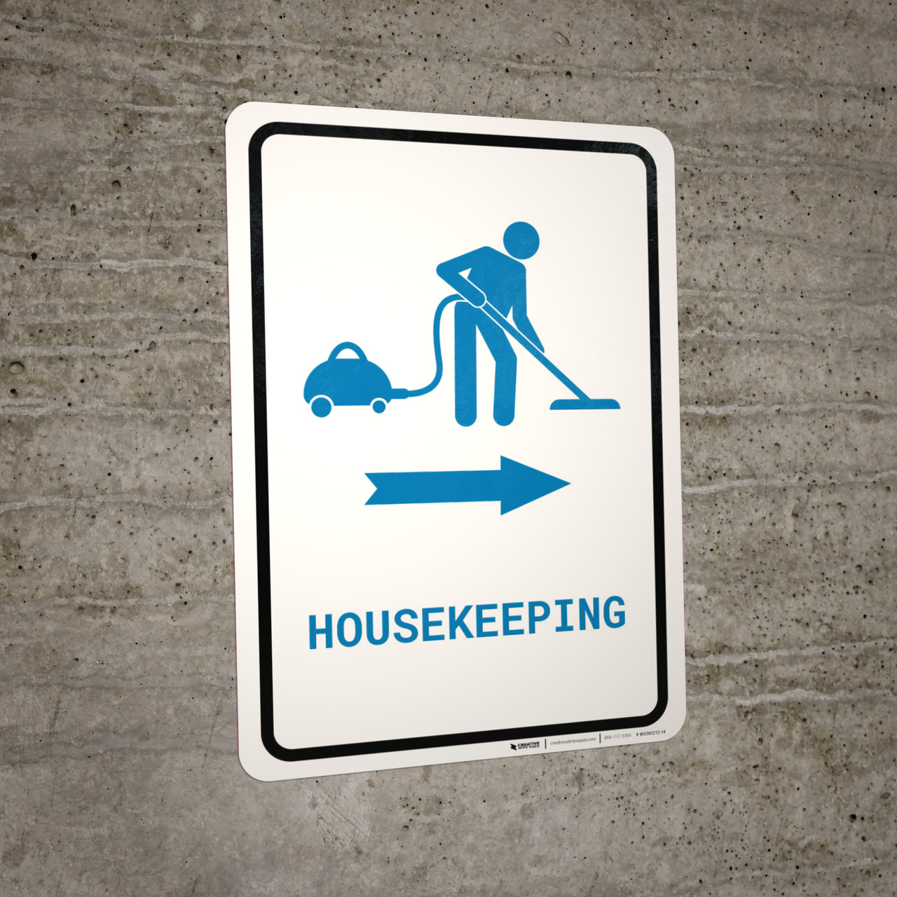 Housekeeping Right Arrow with Icon Portrait v2 - Wall Sign