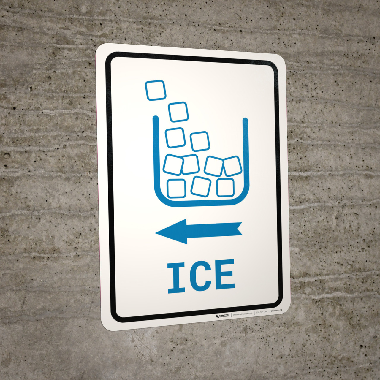 Ice Left Arrow with Icon Portrait v2 - Wall Sign