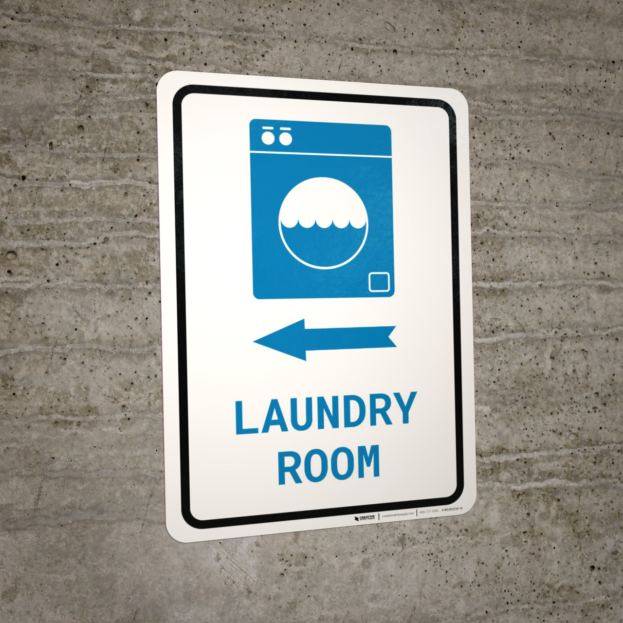Laundry Room Left Arrow with Icon Portrait v2 - Wall Sign