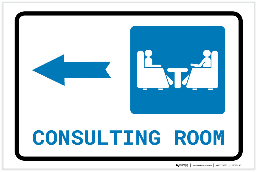 Consulting Room Left Arrow with Icon Landscape - Label