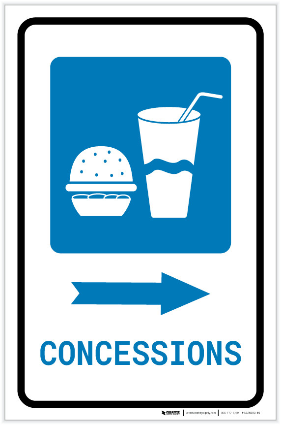 Concessions Right Arrow with Icon Portrait - Label | Creative Safety Supply