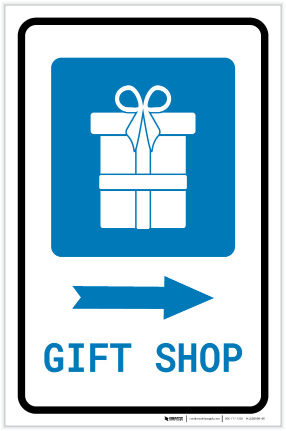 Gift Shop Right Arrow with Icon Portrait - Label | Creative Safety Supply